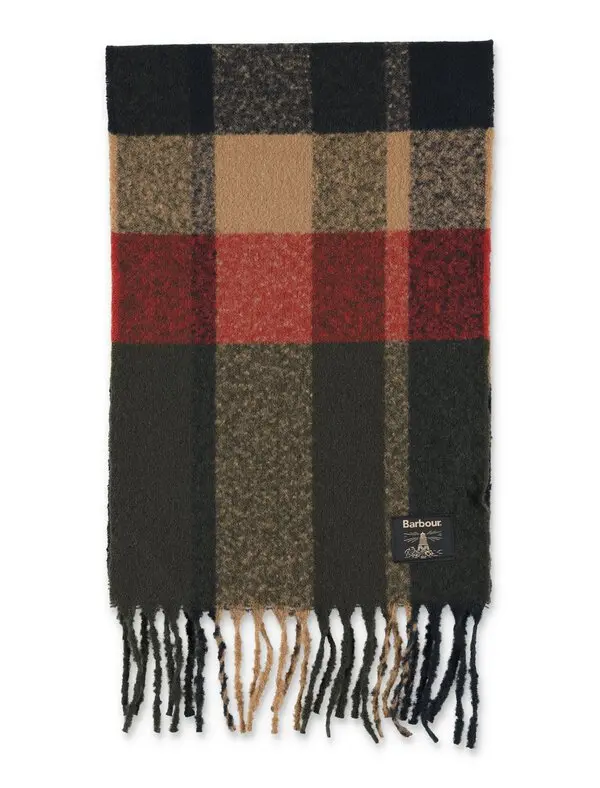 Barbour Westerdale Oversized Checkered Scarf, 180 Cm X 30 Cm - Green Check