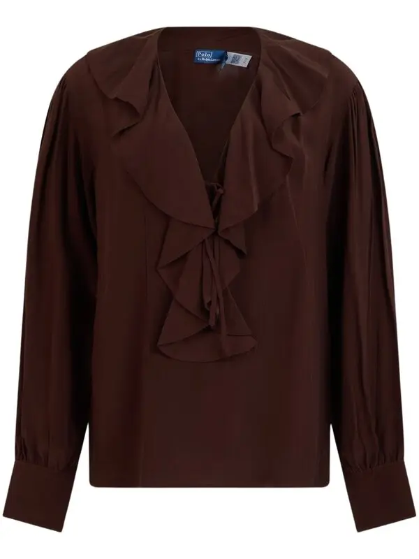 Ralph Lauren Ruffle-trim Viscose Top - Brown