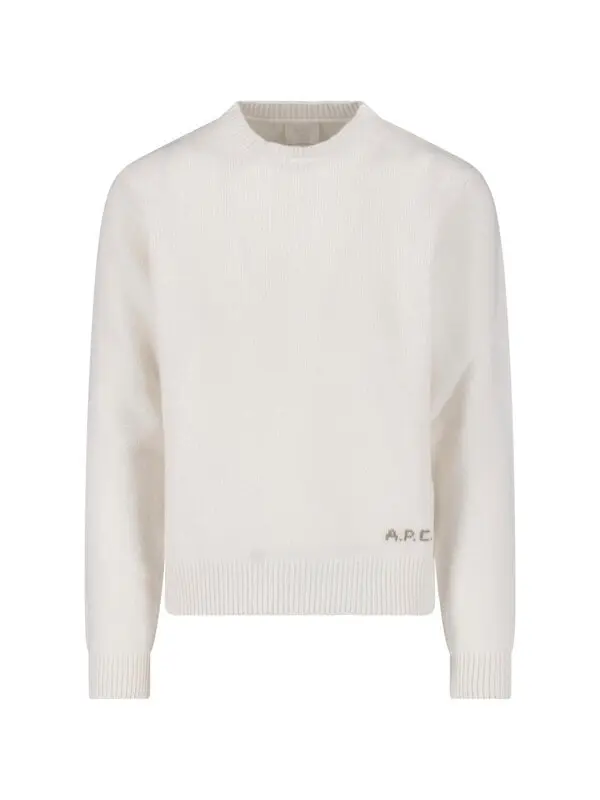 A.p.c. Wool Crewneck Sweater With Logo Detail - White