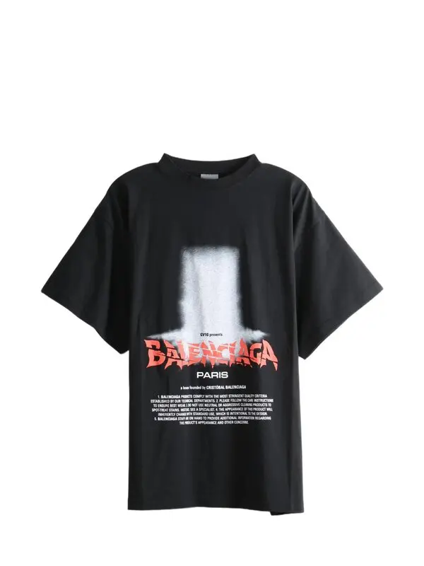 Balenciaga Oversized Graphic Cotton T-shirt - Black