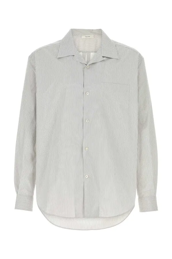 THE ROW Embroidered Stretch Poplin Shirt For - Stripped