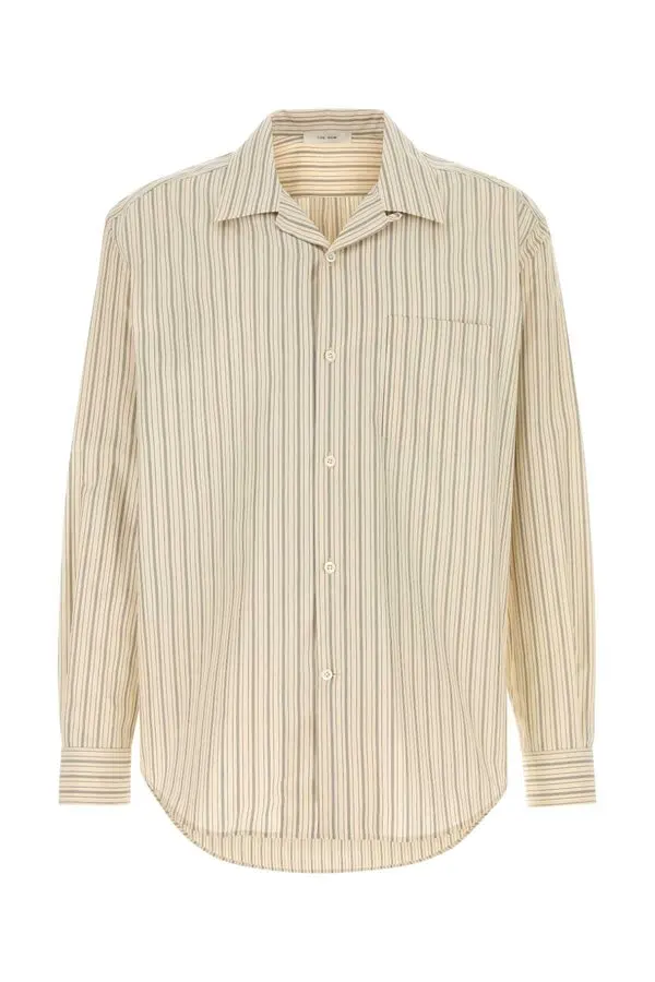 THE ROW Embroidered Poplin Vanja Shirt - Stripped