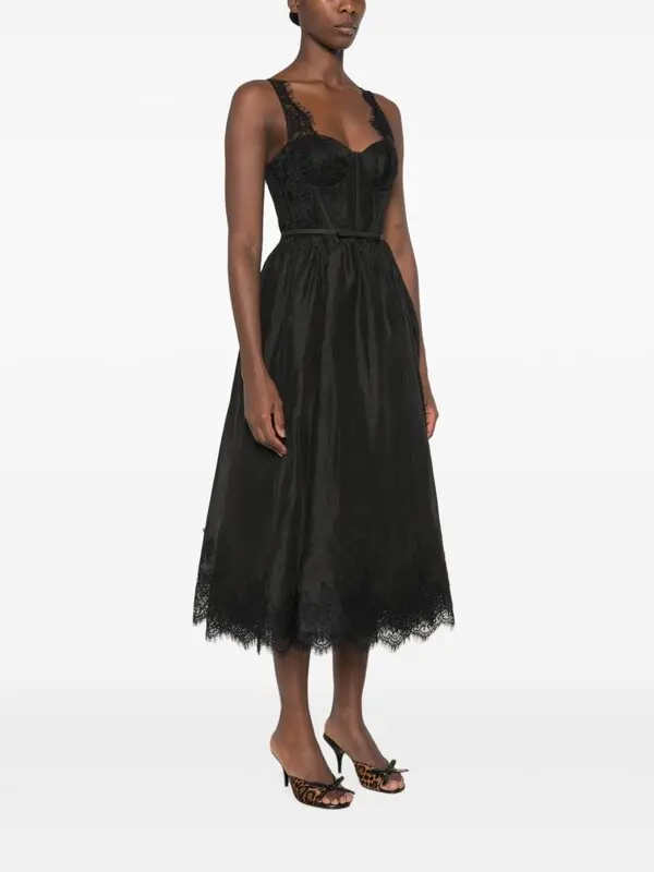 Zimmermann Valiant Silk And Linen Midi Dress - Black
