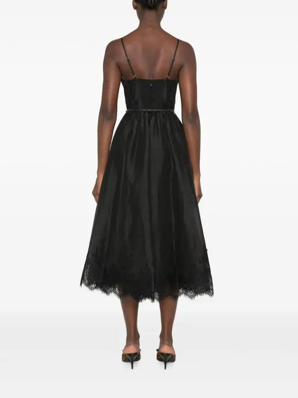 Zimmermann Valiant Silk And Linen Midi Dress - Black