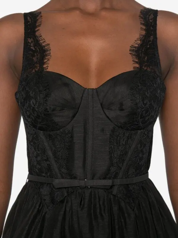 Zimmermann Valiant Silk And Linen Midi Dress - Black