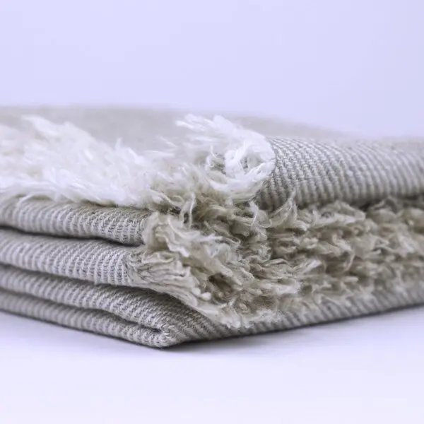 PEACOCK ALLEY Frayed Linen Tea Towel - White Frayed