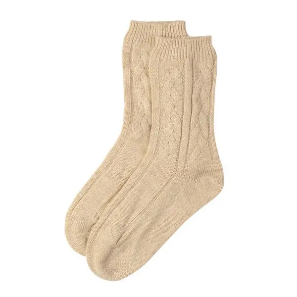 PEACOCK ALLEY Johnstons Of Elgin Cashmere Cable Bed Sock - Ecru