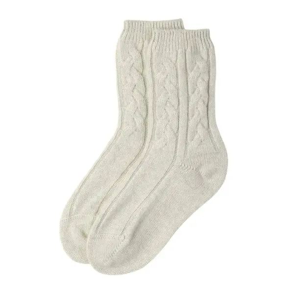 PEACOCK ALLEY Johnstons Of Elgin Cashmere Cable Bed Sock - Silver