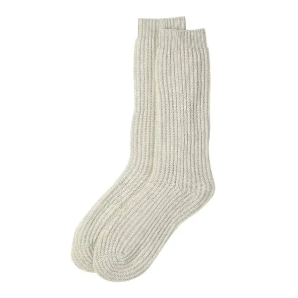 PEACOCK ALLEY Johnstons Of Elgin Cashmere Luxe Ribbed Bed Sock - Silver
