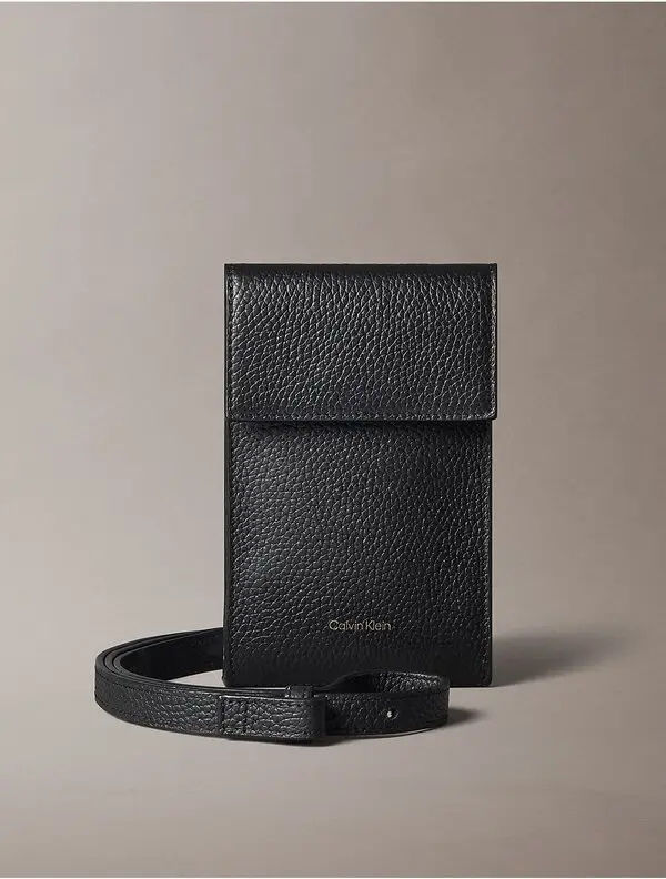 Calvin Klein Foil Embossed Phone Crossbody - Black