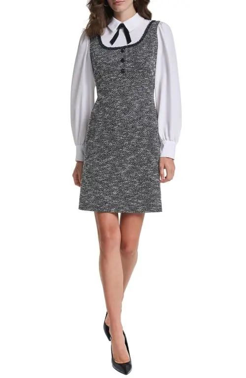 Karl Lagerfeld Paris Mixed Media Long Sleeve Minidress