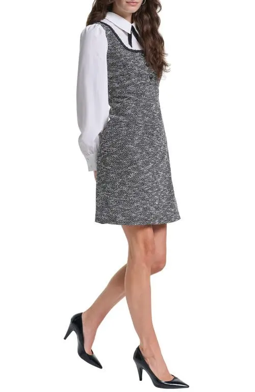 Karl Lagerfeld Paris Mixed Media Long Sleeve Minidress