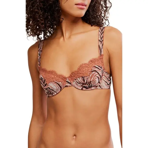 Free People Intimately Fp Fiona Underwire Balconette Bra - Zebra