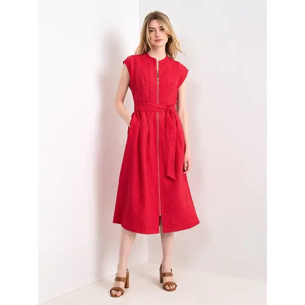 PHASE EIGHT Elvira Zip Front Midi Dress - Red