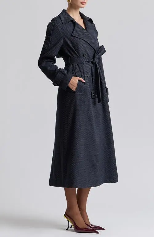 Avec Les Filles Relaxed Double Breasted Jacquard Trench Coat