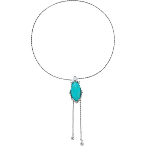 PETIT MOMENTS Wander Bolo Necklace With Faux Turquoise And Faux Pearl - Silver/turquoise