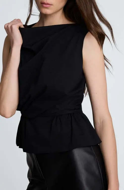 KENNETH COLE Pleated Cowl Neck Peplum Top