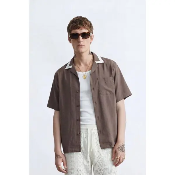 TWISTED TAILOR Huxley Revere Cotton Shirt