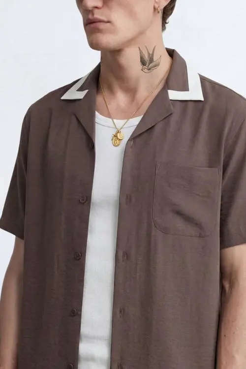 TWISTED TAILOR Huxley Revere Cotton Shirt