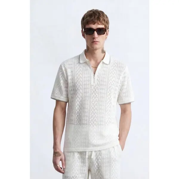 TWISTED TAILOR Oscar Tipped Crochet Cotton Polo Shirt