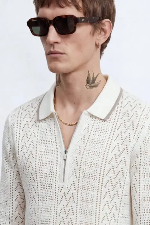 TWISTED TAILOR Oscar Tipped Crochet Cotton Polo Shirt