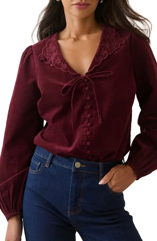 NOBODY'S CHILD Isla Embroide Cord Top