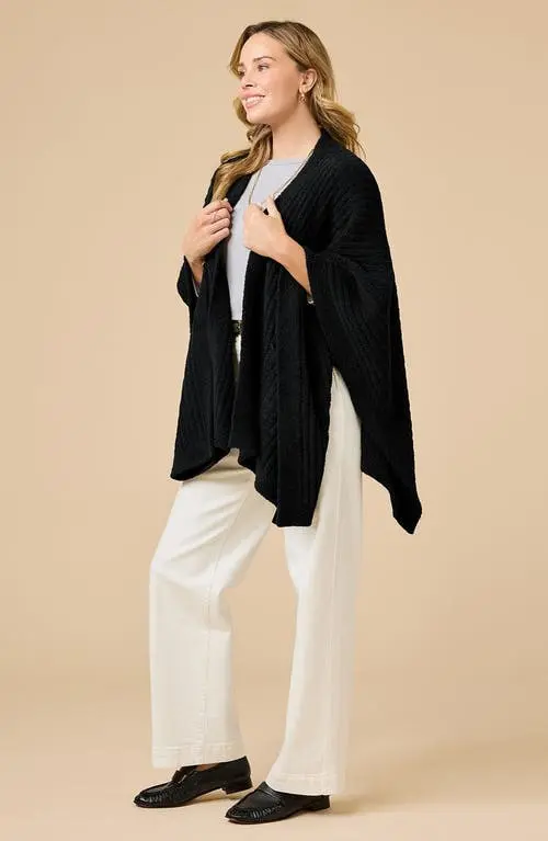SOFTIES Solid Rib Marshmallow Shawl - Black