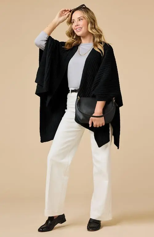 SOFTIES Solid Rib Marshmallow Shawl - Black