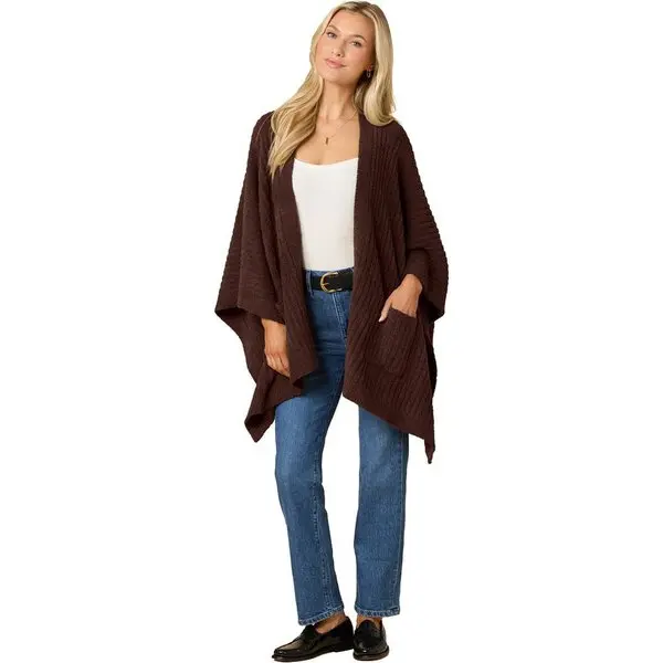 SOFTIES Solid Rib Marshmallow Shawl - Espresso