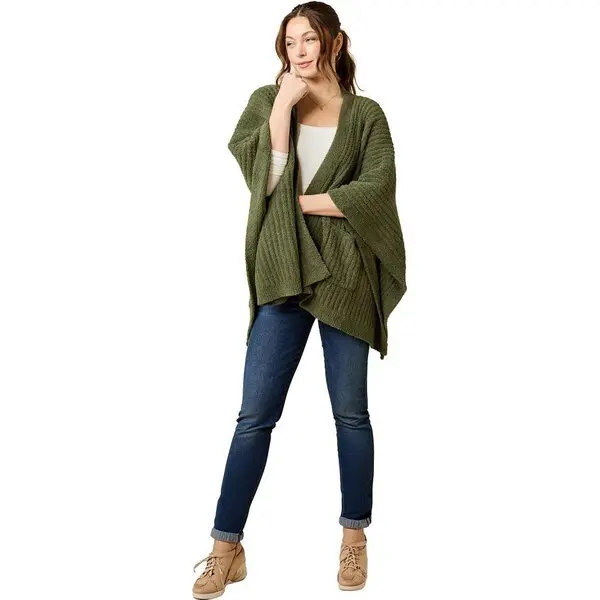 SOFTIES Solid Rib Marshmallow Shawl - Olive