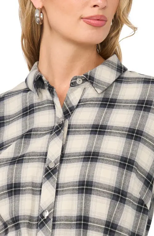 Vince Camuto Plaid Belted Midi Shirt Dress