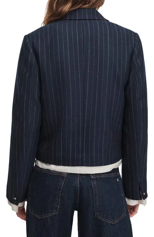 Rag & Bone Lawrence Pinstripe Cropped Wool Blend Blazer - Navy Multi