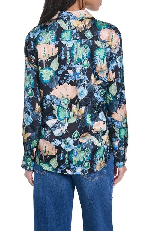 Karl Lagerfeld Paris Oversized Long Sleeve Shirt - Black/multi