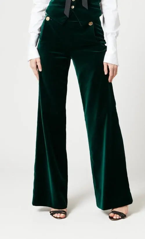 TEMPERLEY LONDON Clove Velvet Trousers - Emerald