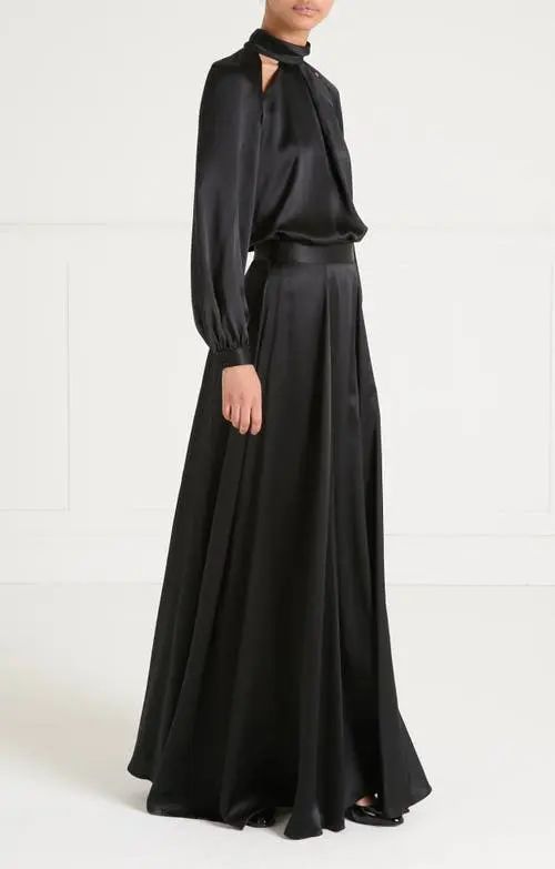 TEMPERLEY LONDON Amerie Satin Skirt - Black