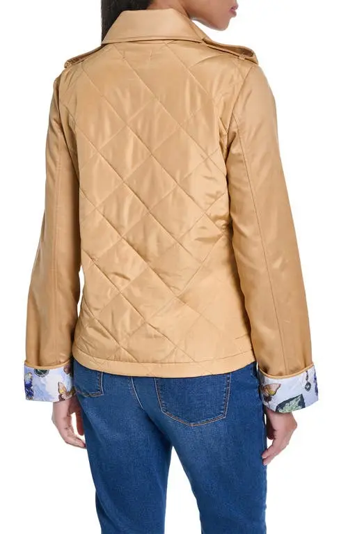 Karl Lagerfeld Paris Cropped Quilted Trench Jacket - Camel