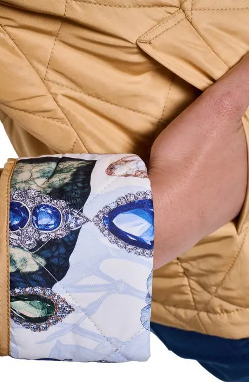 Karl Lagerfeld Paris Cropped Quilted Trench Jacket - Camel