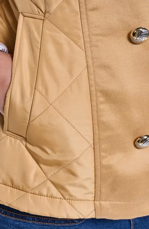 Karl Lagerfeld Paris Cropped Quilted Trench Jacket - Camel