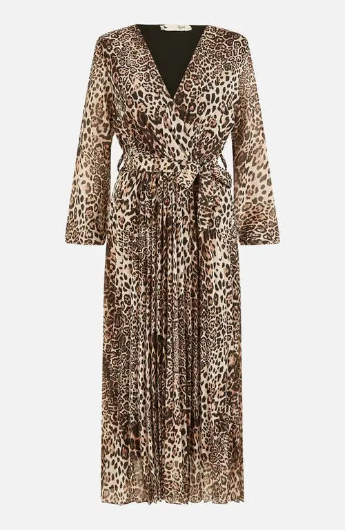 YUMI Print Long Sleeve Midi Dress