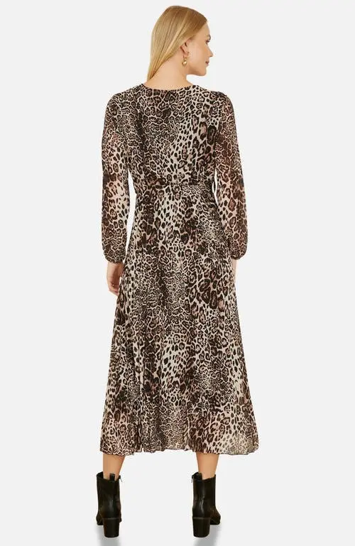 YUMI Print Long Sleeve Midi Dress