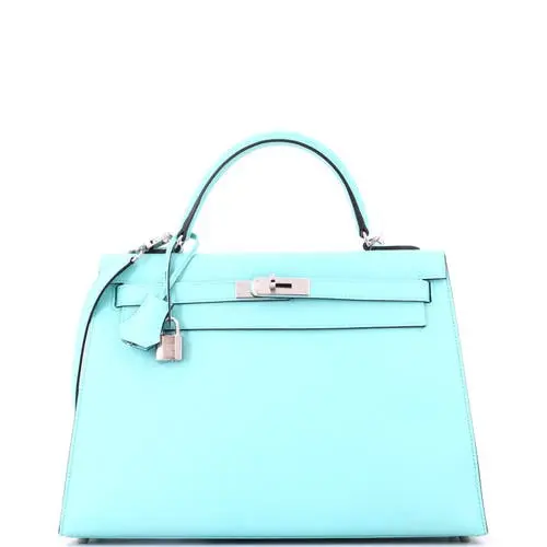 Hermès Kelly Handbag Epsom With Palladium Hardware 32 - Blue