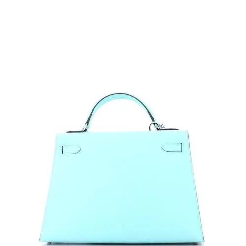 Hermès Kelly Handbag Epsom With Palladium Hardware 32 - Blue