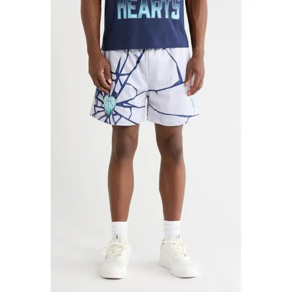 OVERTIME Cold Hearts Graphic Mesh Shorts - Grey