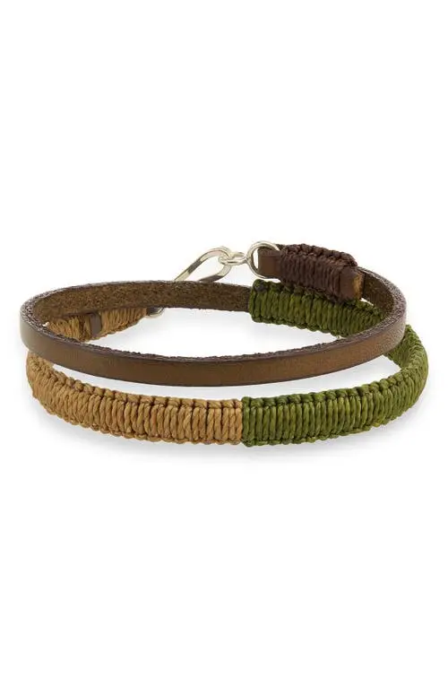 Caputo & Co Hand-knotted Leather Double Wrap Bracelet