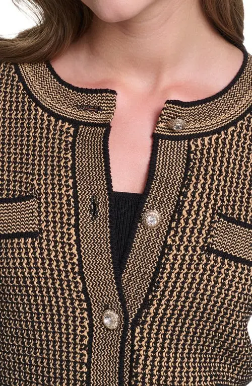 Karl Lagerfeld Paris Four Pocket Cardigan - Black/camel