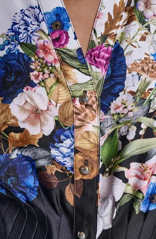 Karl Lagerfeld Paris Floral Pleated Top
