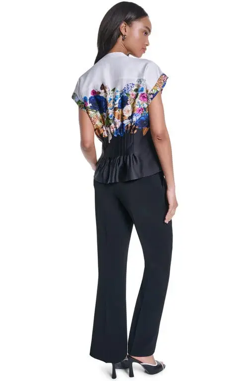 Karl Lagerfeld Paris Floral Pleated Top