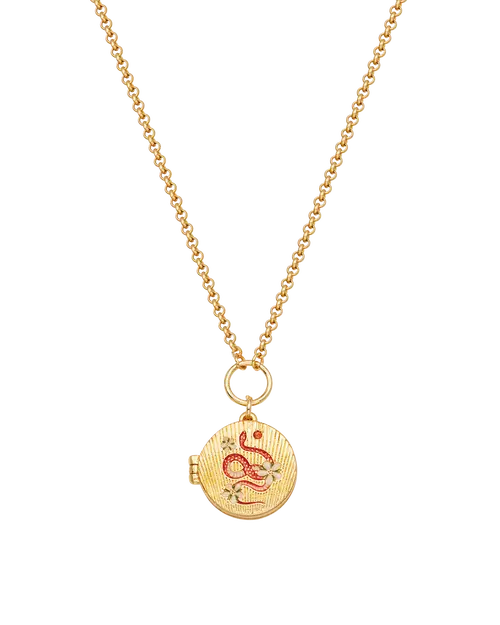 FABLE ENGLAND Snake & Blossom Locket Necklace