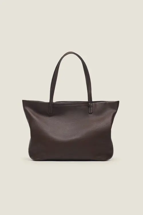 WOOL & OAK Rove Organized Leather Travel Tote - Chocolate