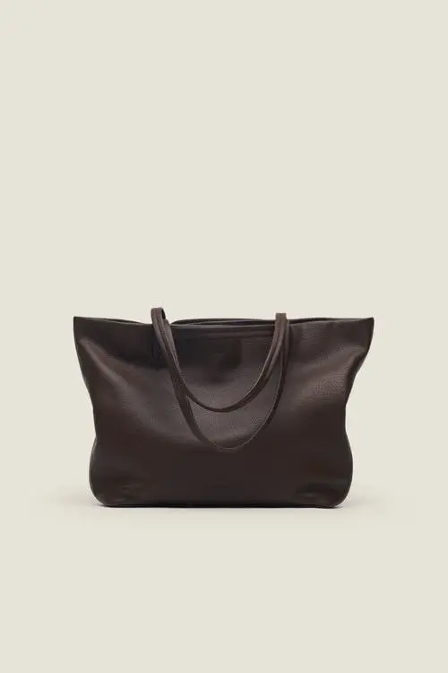 WOOL & OAK Rove Organized Leather Travel Tote - Chocolate